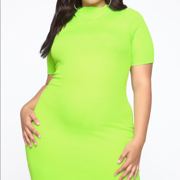 Fashion Nova | Dresses | New High Collar Lime Green Mini Dress | Poshmark